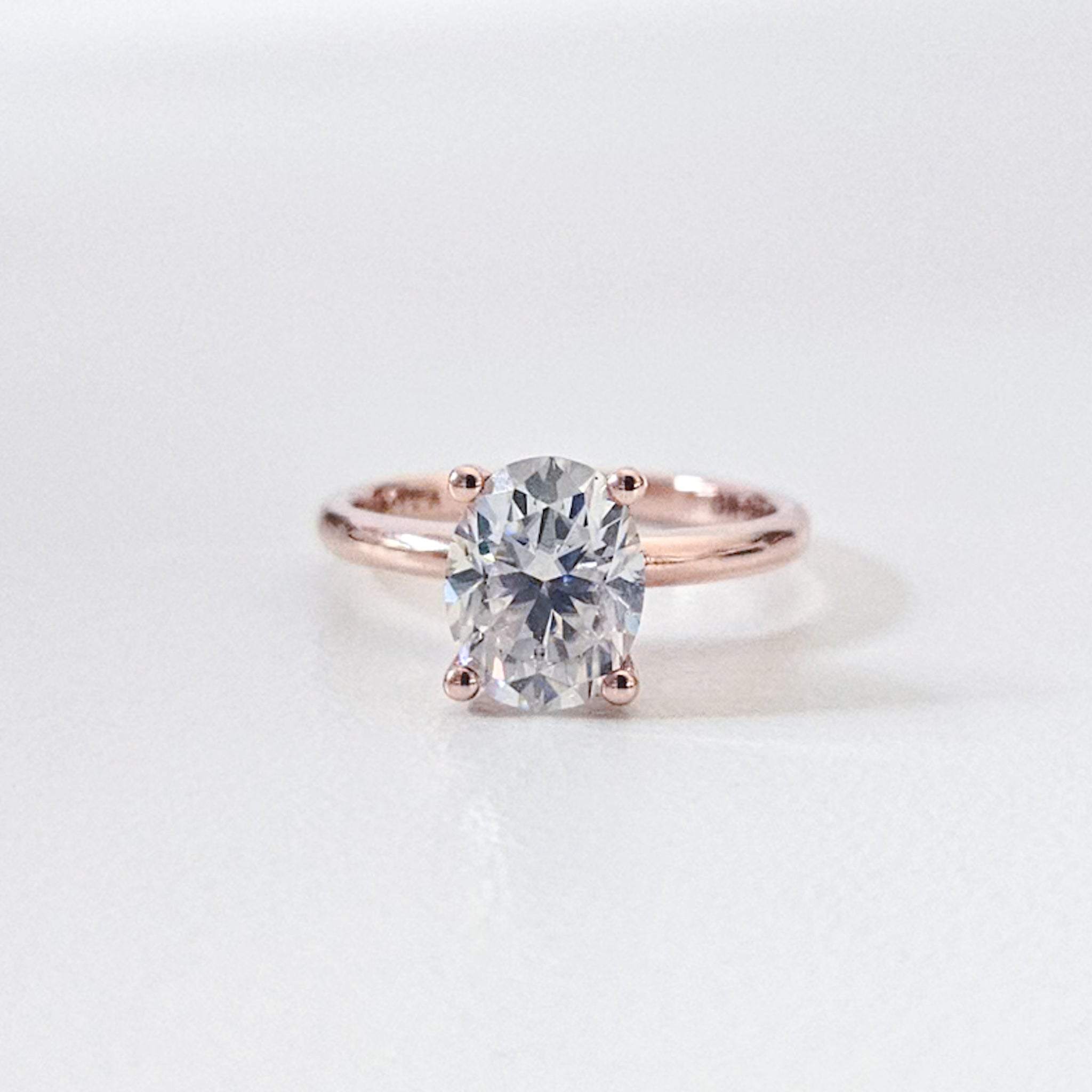 Classic Hidden Halo Oval Solitaire Moissanite Ring Stella Moissanite
